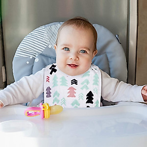 Snap Muslin Bibs for Boys & Girls, 3-Pack Baby Bibs for Infants, Newborns and Toddlers, 100% Cotton Muslin Absorbent & Soft Layers, Adjustable Snaps, Machine Washable, “Simple Joy”