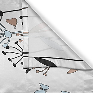 Ambesonne Retro Kitchen Curtains, Fashion Woman with Dandelion Flower Spring Wind Garden Sketchy Illustration, Window Drapes 2 Panel Set for Kitchen Cafe Decor, 55" x 39", Blue