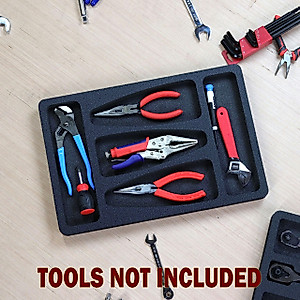 Polar Whale Tool Drawer Organizer Small Pliers Holder Insert Black Durable Foam Tray 15 x 10 Inches 5 Pockets Holds 3 Small Pliers Up To 8 Inch Long Fits Craftsman Husky Kobalt Milwaukee Many Others