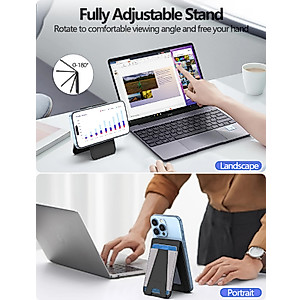 Magnetic Card Wallet Holder for Apple Magsafe, Designed for MagSafe Wallet, Eiffel-Tower Leather Magnetic Wallet with Adjustable Stand for iPhone 15 Pro/15/14/13/12 Series, Fit 8 Cards (Black)