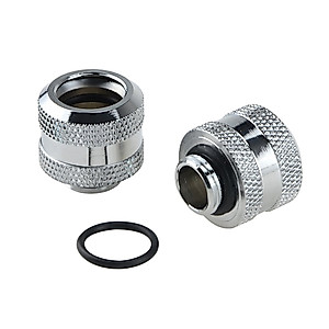BXQINLENX Silver Chrome Hard Tube Fitting G 1/4" to ID 10 mm OD 14 mm PETG Triple Seal Fitting for Computer Water Cooling System Through Joint Straight Joint (4 PCS)