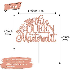 RLXPT She Mastered That Cake Topper, This Queen Mastered It Cake Decorations, Master Degree Survivor, Class of 2025 Graduation Party Decorations