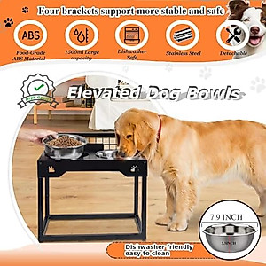 Ronjnndc Elevated Dog Bowls Raised Bowls with 4 Heights Adjustable Raised Dog Bowls Stand Feeder with Name Tag and 2 Stainless Bowls for Large Medium Small Dogs Pets