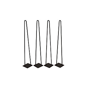 Hairpin legs set of 4Industrial,2-rod Hairpin legs,12" to 28" high Choose from Size and raw,Powder coated Clear matte,and powder coat Matte flat Black | Ships free in 48Hr. Made in the USA
