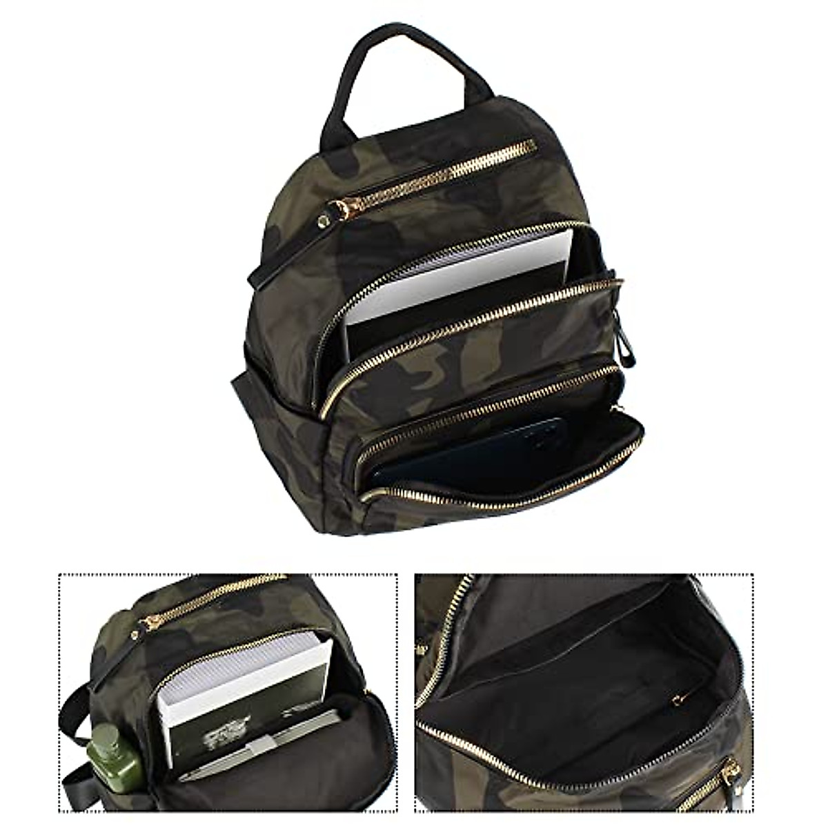 Clara Camouflage Women Mini Backpack Nylon Leisure Daypack Printed Shoulder Bag Handbag Purse(Camouflage)