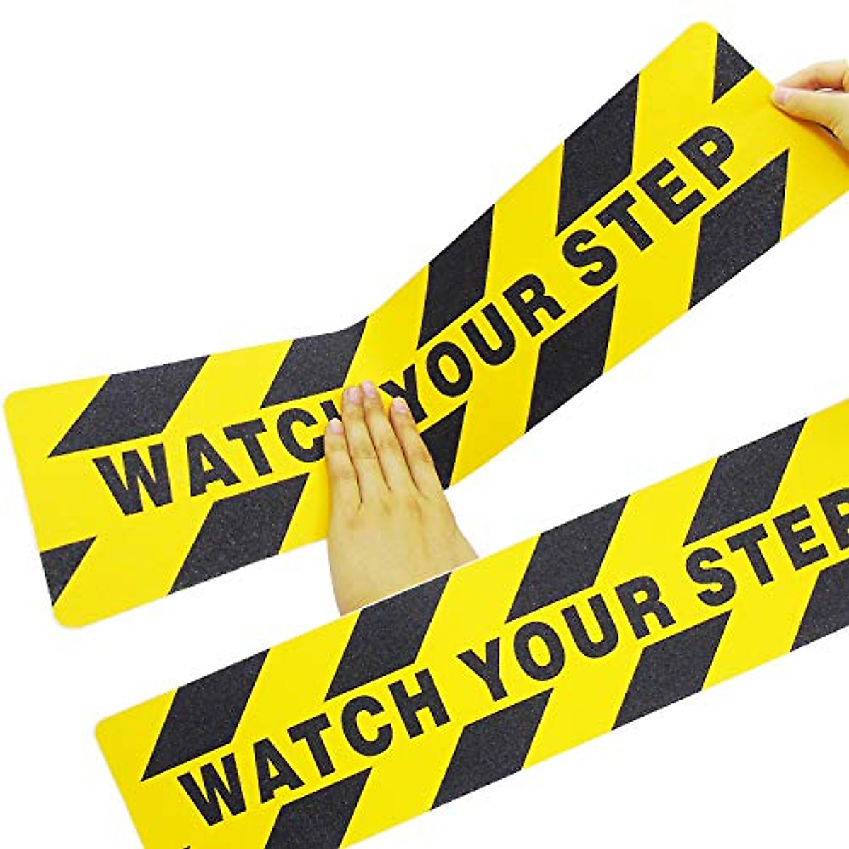 5 Pieces Watch Your Step Warning Sticker Adhesive Tape Anti Slip Abrasive Tape for Workplace Safety Wet Floor Caution, 6 by 24 Inches