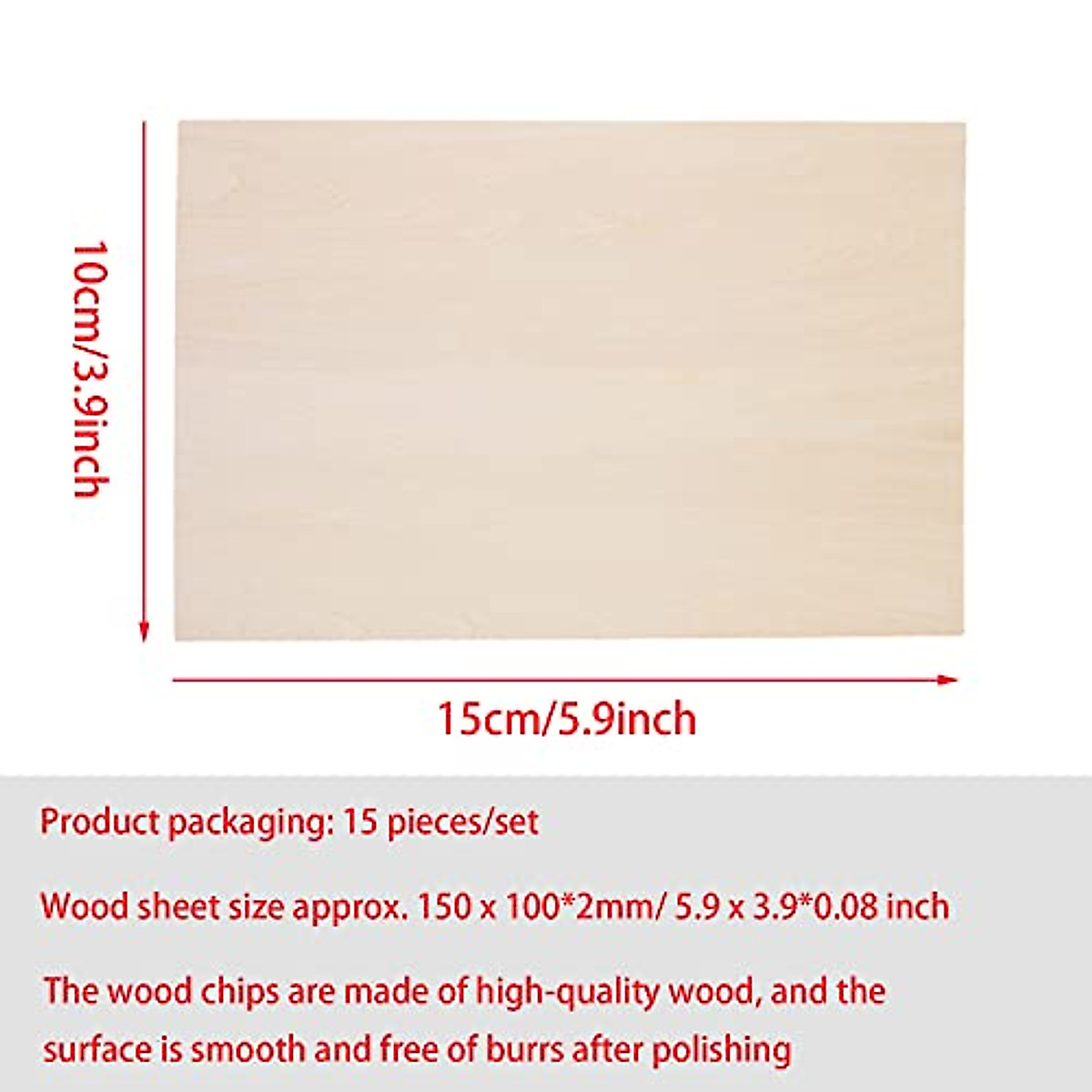 Unfinished Wood, 15 Pack Basswood Sheets for Crafts, Craft Wood Board for House Aircraft Ship Boat Arts and Crafts, School Projects, Wooden DIY Ornaments(150x100x2mm)