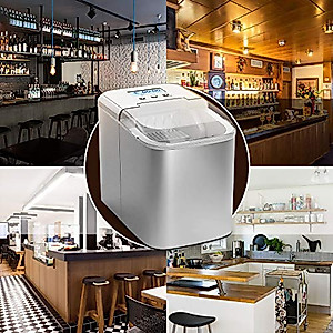 COSTWAY Countertop Ice Maker, 26LBS/24H with Self-Clean Function, LCD Display, 9 Bullet Ice/ 7 Mins, Portable and Compact Ice Machine with Ice Scoop, for Homes, Offices, Bars, Stainless Steel