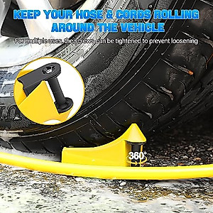 SHINEHOME 4 Pcs Car Hose Guide, Car Detailing Cleaning Tools Hose Guides for Car Washing, Tire Hose Roller Preventing Car Wash Hose Stuck Under The Tires, for All Types of Wheels (Yellow)