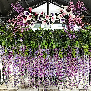 DearHouse 6 Pieces 3.6 Feet Artificial Wisteria Garland, Artificial Flowers Garland Silk Wisteria Vine Hanging Flower for Wedding Home Party Garden Outdoor