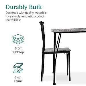 Best Choice Products 5-Piece Metal and Wood Indoor Modern Rectangular Dining Table Furniture Set for Kitchen, Dining Room, Dinette, Breakfast Nook w/ 4 Chairs - Gray