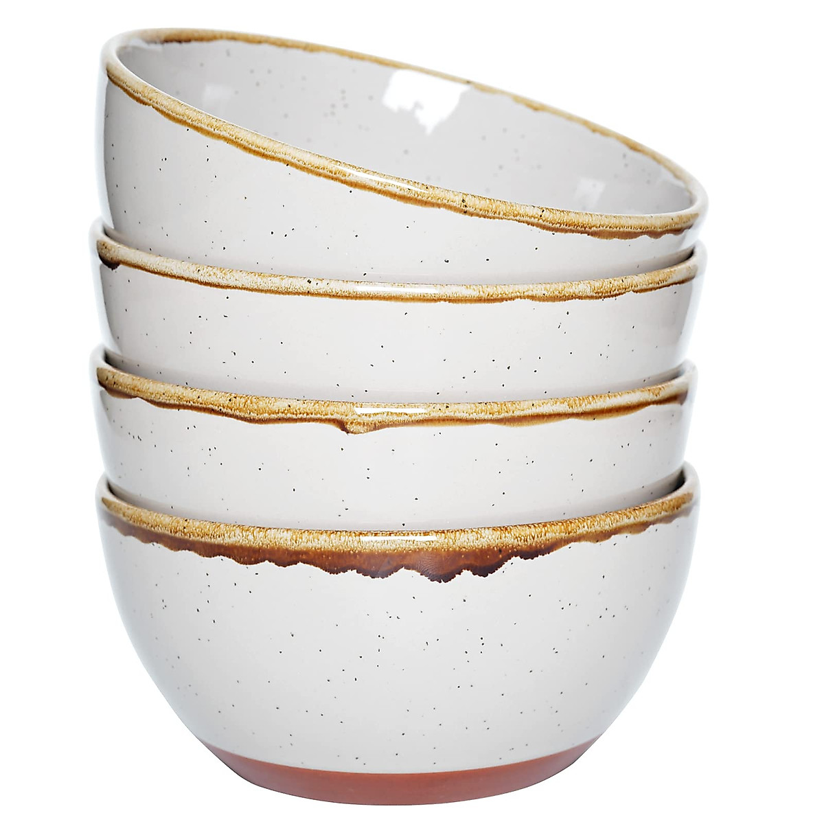 Bosmarlin Ceramic Cereal Bowl Set of 4, 26 Oz, Soup Bowl, Dishwasher and Microwave Safe (Grey, 6 in)