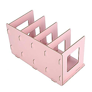 Desktop Bookshelf Wooden DIY Desk Organizer Multi-Slots Bookshelf Rack Organizers, Eco-Friendly Books DVD Storage Magazine Holder Literature Display Rack for School or Office(Pink)