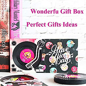 Funny Coasters for Drinks | Set of 12 Vinyl Records Disk Music Lover Drink Coaster Conversation | Housewarming Hostess Gifts, Unique House Warming Present Decor Decorations Wedding Registry Gift Ideas