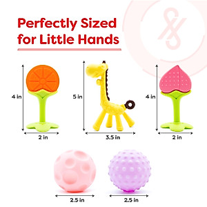 Silicone Teething Toys - Sensory Balls for Babies 0-6 Months - 6-12 Months -Soft Teethers for Baby Soothing and Calming Sensory Teether Toys 5 Pack
