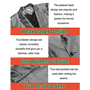 COOFANDY Mens Metallic Jacket Big and Tall Casual Blazer Silver 70s Disco Party Prom Sport Coat