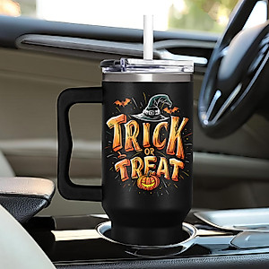 Black Cat Gifts - Gifts For Cat Lovers, Cat Mom - Cat Spooky For Halloween - Halloween Cup - Black Cat Tumbler 40oz With Handle