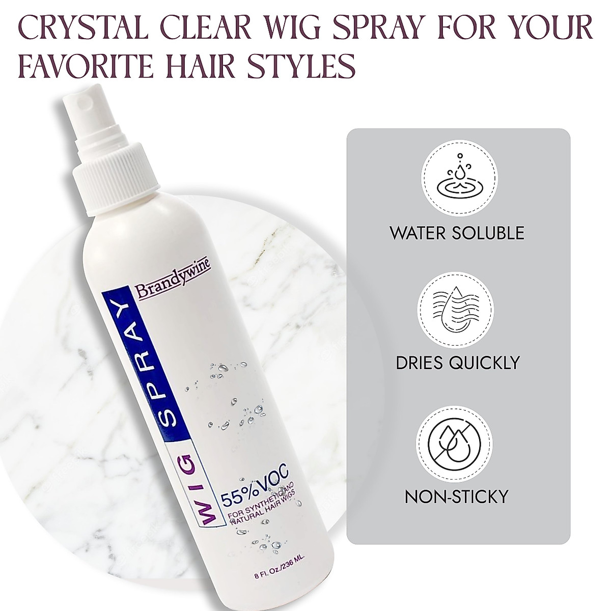 Brandywine Non-Aerosol Wig Spray for Synthetic and Natural Hair Wigs (1 Pack)