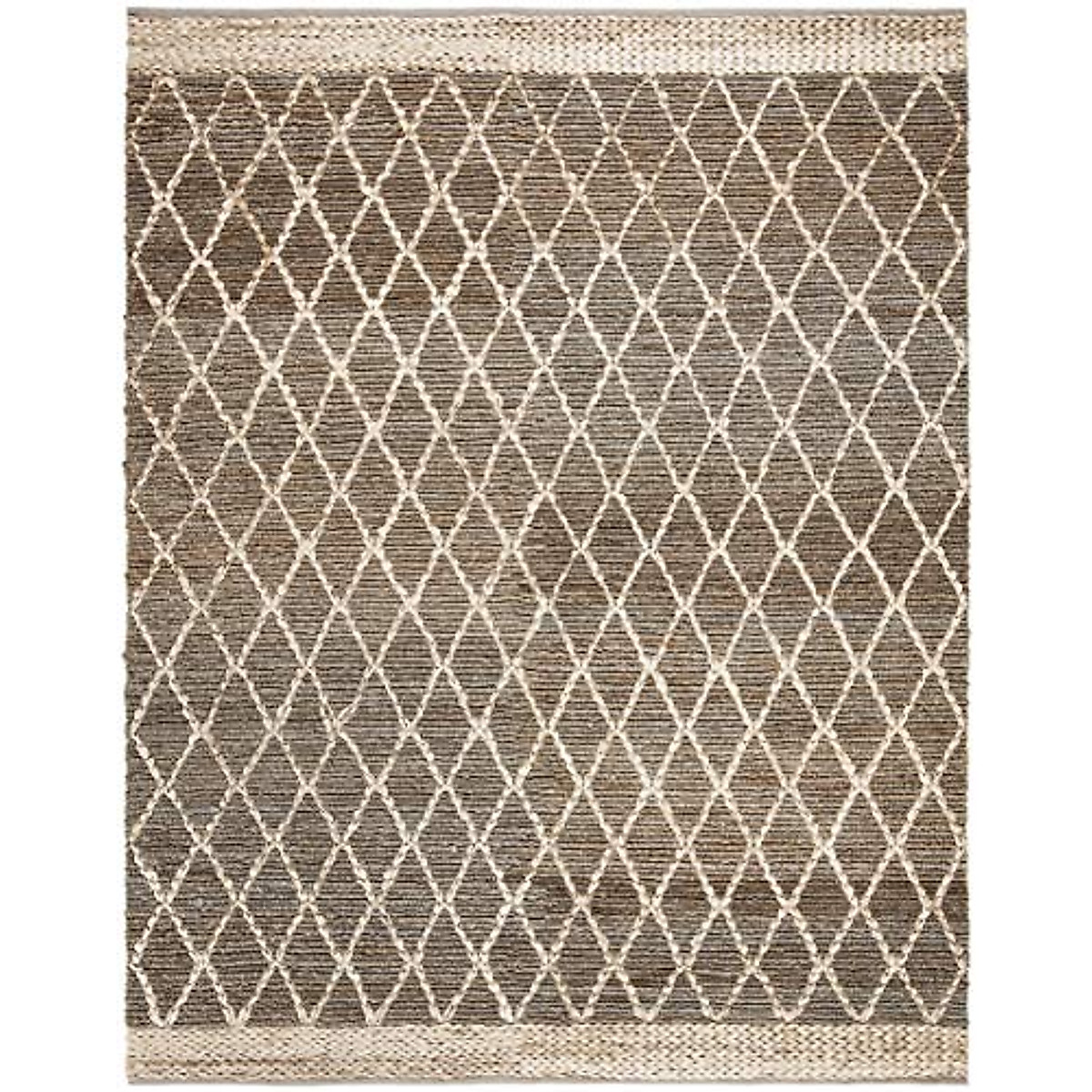 SAFAVIEH Natural Fiber Collection 9' x 12' Grey NF951F Handmade Boho Moroccan Trellis Jute Area Rug