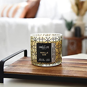 Candle-lite Premium Vanilla Sun Scent, 14 oz. 3-Wick Aromatherapy Candle with up to 45 Hours of Burn Time, Yellow