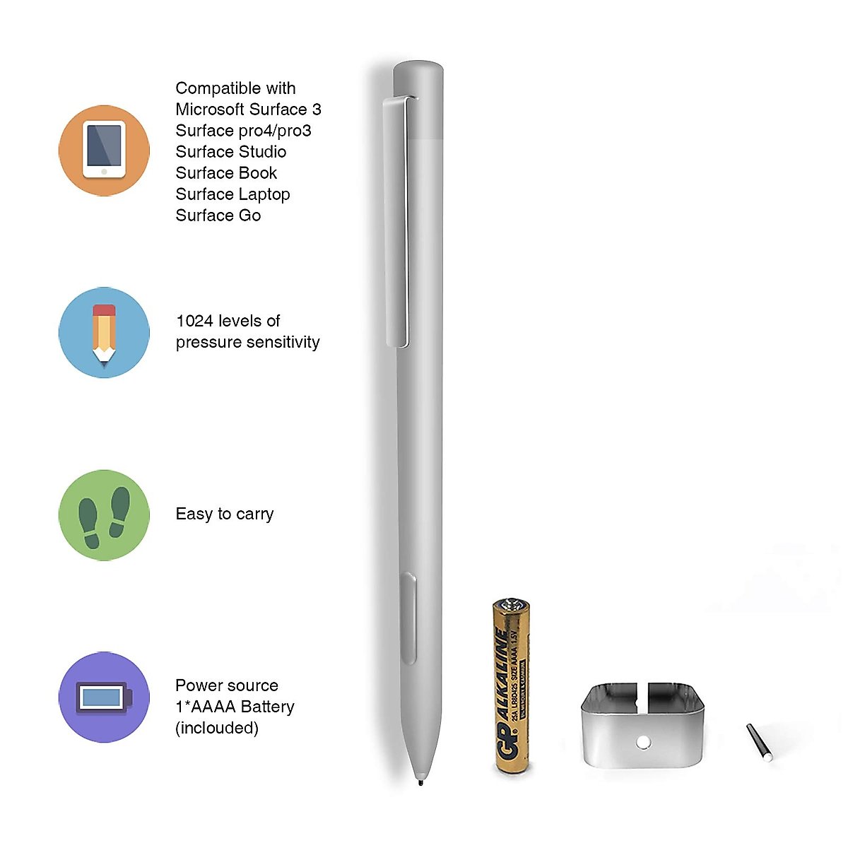 Surface Pen, Skymirror Microsoft Pen Compatible with Surface Pro 11/10/9/8/7+/X/7/6/5/4/3, Surface Book 3/2/1, Surface Go, Surface Laptop, Surface Go Laptop with high Pressure Sensitivity