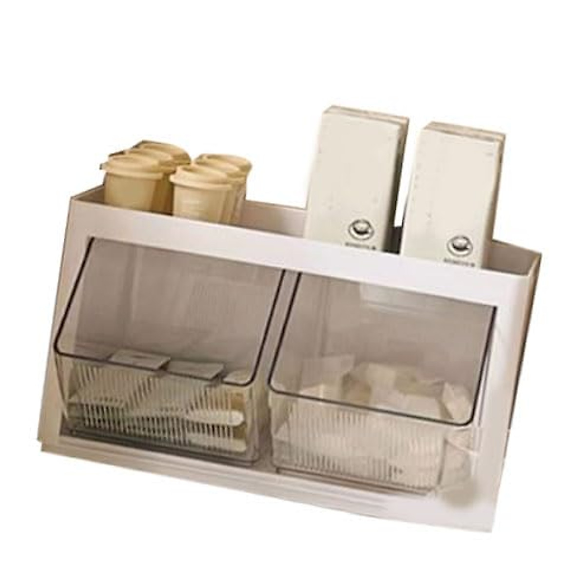 Tea Bag Storage Rack, Multifunctional Space Saving Compact Wall Mounted Coffee Capsule Holder for Office Pantry (Cream White)