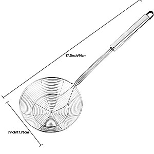TENTA TENTA KITCHEN Solid Stainless Steel Spider Strainer Skimmer Ladle for Cooking and Frying, Kitchen Utensils Wire Strainer Pasta Strainer Spoon. (7 inch 1pc)