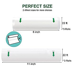 Vacuum Seal Bags, BPA Free Sous Vide Seal a Meal Commercial Grade Vaccume Seal Combo Pack Bag (11"x20'(3Rolls)8"x20'(3Rolls))