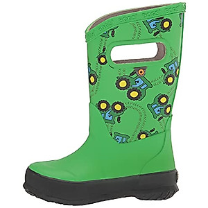 Bogs Kids Rainboot, Tractors Print - Green, Size 8 Little Kid
