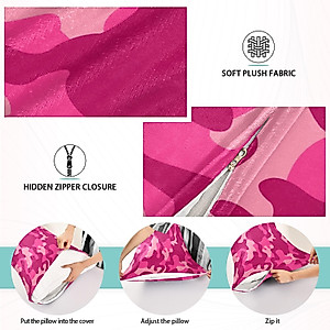 Pink Camo Pillowcase for Hair and Skin Body Pillow Cover Pillow Case Queen Size 20"X 30" Pillow Case Protector with Zipper for Body Pillows