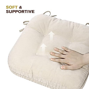 TANYOO Kitchen Chair Cushions Set of 4 Dual Layer Chair Cushions for Dining Chairs Shredded Memory Foam and Charcoal Foam Pads Fillings Seat Cushions White 16.5"x 16.5" x 3.5"