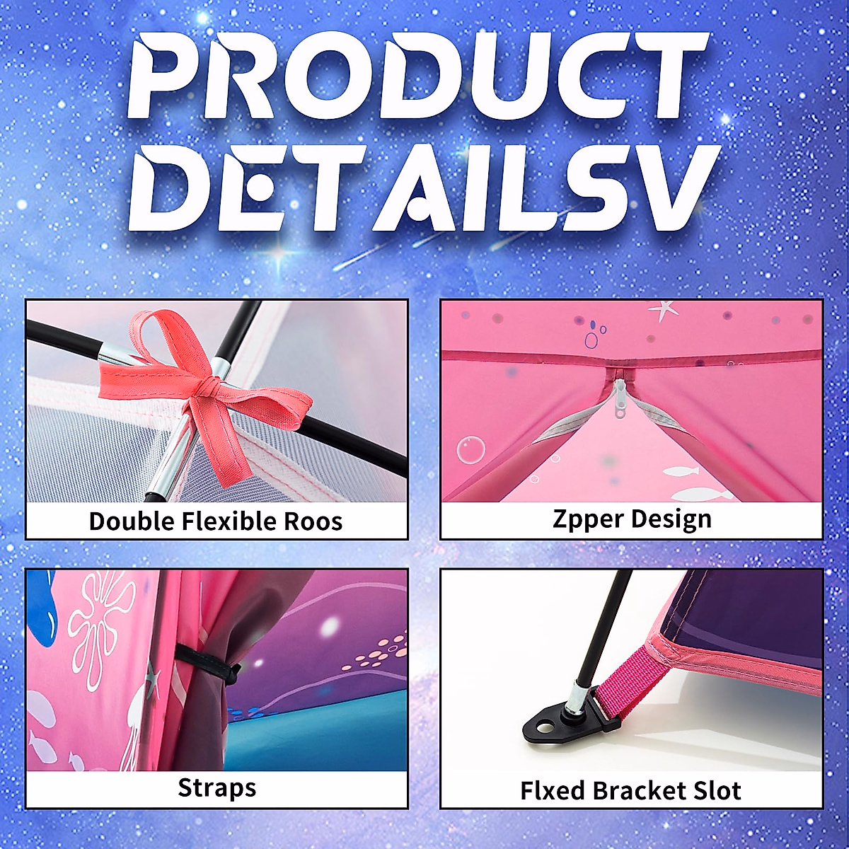 Kids Play Mermaid Tent for Kids, Play Tentes Foldable Pop Up Indoor Outdoor Party Playhouse Tents Toy for Boys Girls-47 * 47 * 41 (Pink)