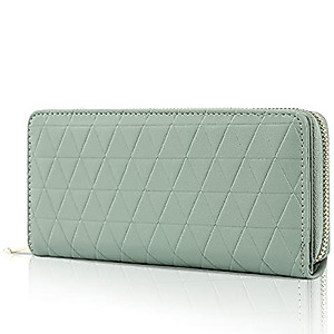 TAN.TOMI Wallets for Women,Vegan Leather Card Holder Bifold Womens Wallet,Large Capacity Wallet Women Zipper Coins Pocket with ID Window Light mint