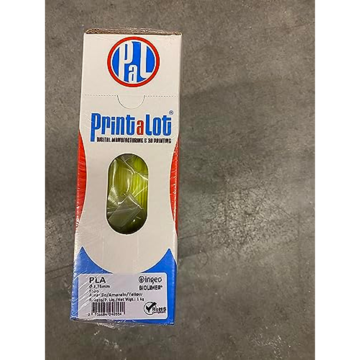 PRINTALOT PLA 3D Printer Filament, Dimensional Accuracy +/- 0.03 mm, 1 kg Spool, 1.75 mm Fluo Yellow