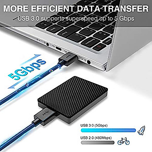 ANDTOBO USB 3.0 A to A Male Cable 3.3 FT, USB 3.0 Male to Male Cable Double End USB Cord Compatible with Hard Drive Enclosures DVD Player Laptop Cooler - Blue