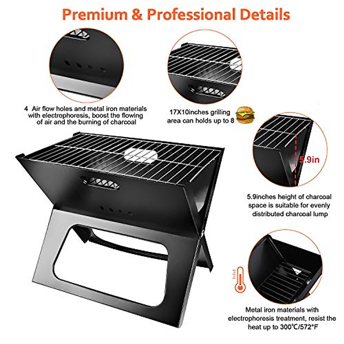 Portable grill charcoal Portable Charcoal Grill for camping Barbecue Grill Foldable Charcoal Grill Camping/Garden/Outdoor/Travel