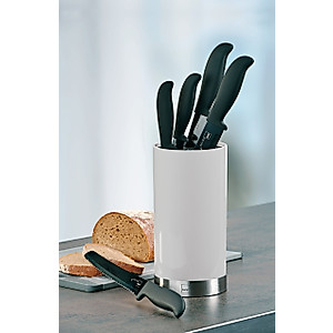 Kela Knife block Acida 6 pieces of PP plastic/steel in white, 34.5 x 11 x 11 cm