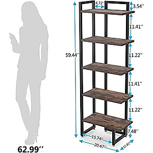 Tribesigns Industrial Corner Shelf, 5 Tier Wood Wall Corner Bookshelf with Anti-Slip Pad, Corner Storage Rack Shelves Display Plant Flower