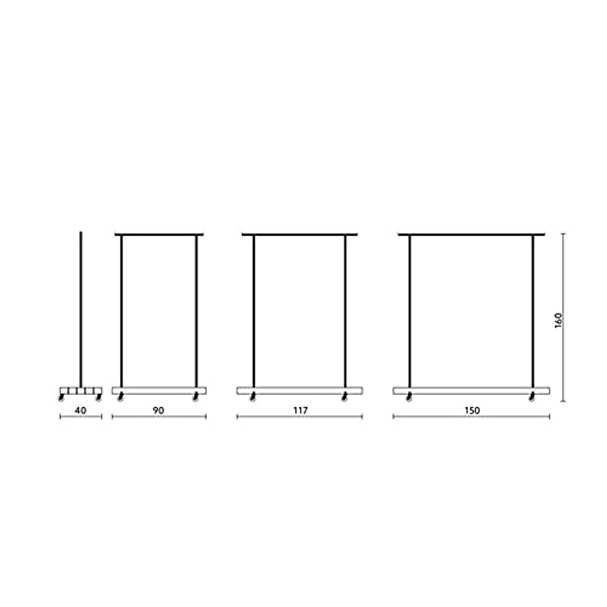 XYYXDD Industrial Style Clothes Rail,Horizontal Bar Metal Mobile Clothing Rack Floor-Standing Display Stand with Solid Wood Partition Shoe Rack/Black/160 * 90 * 40Cm