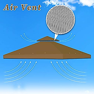 Strong Camel Double Tier Replacement Cover for 10'X10'Gazebo Canopy Top Patio Pavilion Cover Sunshade Polyester-Brown