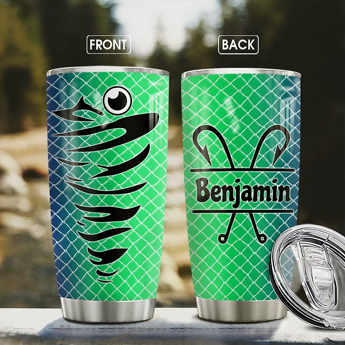 wowcugi Personalized Fishing Tumbler - Stainless Steel 20 Oz & 30 Oz Travel Cup Gift for Men, Women, Fishermen & Lovers - Perfect for Dad, Mom, Husband, Wife, Birthday & Christmas