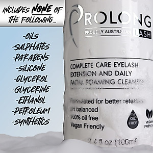 Eyelash Extension Shampoo & Brush - Large 100ml Bottle - Gentle Foaming Cleanser Lash Wash for Extensions and Natural Lashes - Safe Daily Makeup Remover - Paraben & Sulphate Free - Salon & Home Use