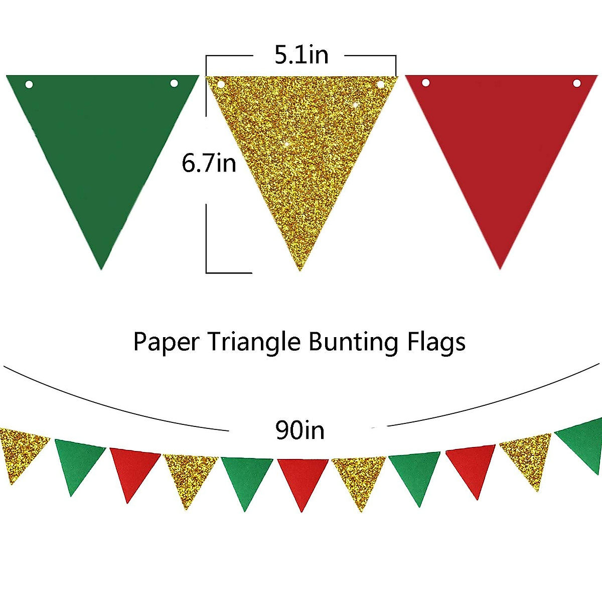 Christmas Party Decorations Banner Indoor and Outdoor Handmade Paper Fan, Honeycomb Trees Honeycomb hat,Christmas Banner Bunting,Swirls Garland Foil Hanging for Christmas Birthday Wedding Baby Shower
