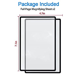 2 Pack Page Magnifying 3X Lens with 2 Bonus Bookmark Magnifiers - Perfect for Reading Small Prints, Close Work, Low Vision Aids,Ideal for Reading Small Prints & Low Vision Seniors