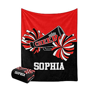 Cheerleader Red Personalized Blankets Throw Bed Sofa Couch Blankets Traveling Camping Hiking Soft Cozy 50 x 60 Inch
