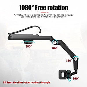 Cell Phone Holder for Car, Car Cellphone Mount Clip, 360°Rotatable Phone Holder for Car Sun Visor, Universal for iPhone 13/12 Pro, Pro Max, XS, Samsung, More Devices, Car Accessories (Black)