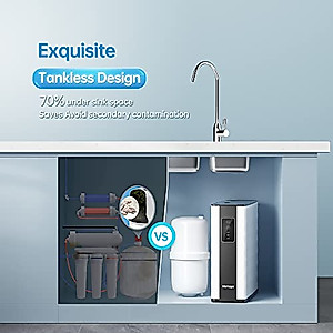 Vortopt Under Sink Reverse Osmosis System - 400 GPD Ro Water Filter System with Tank,Fast Flow, TDS Reduction,1.5：1 Pure to Drain, Water Filtration for Sink,USA Tech,Drinking Water Purifier,QR06
