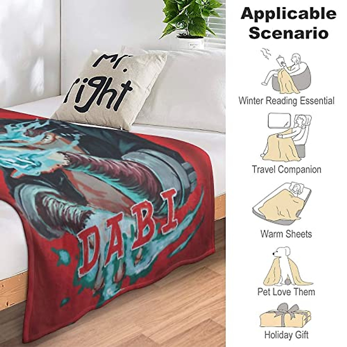 Da-bi Blanket Anime Soft Micro Flannel Guilt Warm Throw Blanket Couch Sofa Bed Living Room Blanket for Men Women Gifts 40"x50"