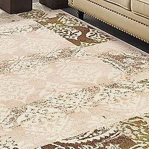 SUPERIOR Mystique Modern Geometric Paisley Polypropylene Indoor Area Rug, 8x10, Beige