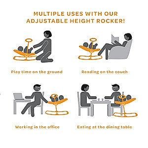 BEABA Up & Down Portable Baby Rocker, 4 Height Levels + 3 Reclining Positions with 1 Click, Couch and Table Height Rocker, Baby Seat, Baby Lounger, Baby Essentials, Baby Gear, Gray